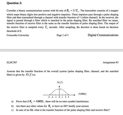 Question 2: Consider a binary communication system | Chegg.com