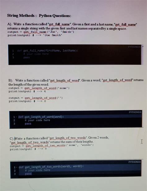 Solved String Methods Python Questions A Write A