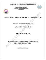 CS OOAD LAB MANUAL Pdf ARUNAI ENGINEERING COLLEGE Le Ge Affiliated To Anna University Velu