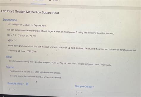 Solved Lab2 5 Newton Method On Square Root We Can Determine