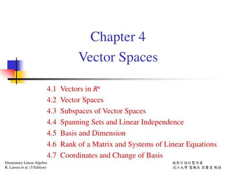 Ppt Chapter 4 Vector Spaces Powerpoint Presentation Free Download Id5740264