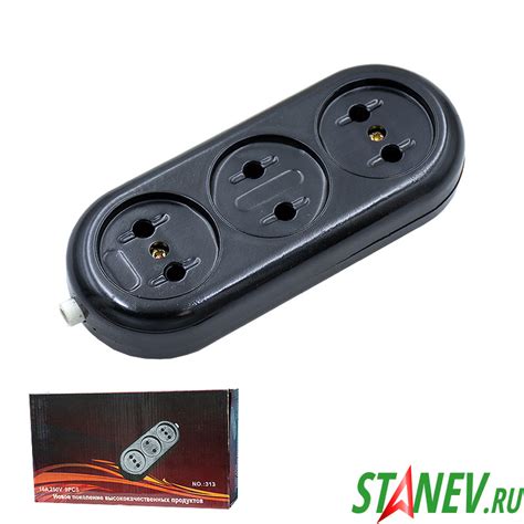 Колодка розеточная карболит №313 TUNA 16A/250V черная 9-180 — купить ...