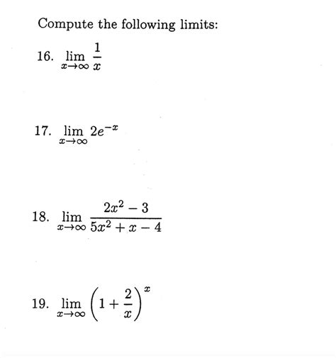 Solved Compute The Following Limits Lim X Rightarrow Chegg Com