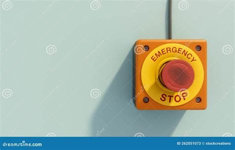 Kill Switch Button On Blue Wall As 3d Illustration Stock Illustration Illustration Of