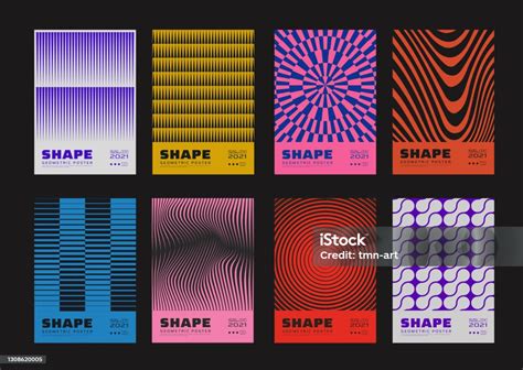 미니멀 한 추상 포스터 세트 메타 모던 커버 스위스 디자인 패턴 미래 기하학적 구성 바우하우스 작품 패턴에 대한 스톡 벡터 아트