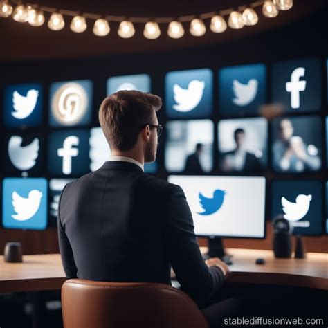 Person Analyzing Social Media For Marketing Stable Diffusion Online