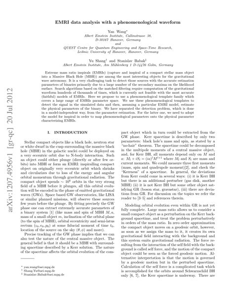 Pdf Extreme Mass Ratio Inspiral Data Analysis With A Phenomenological