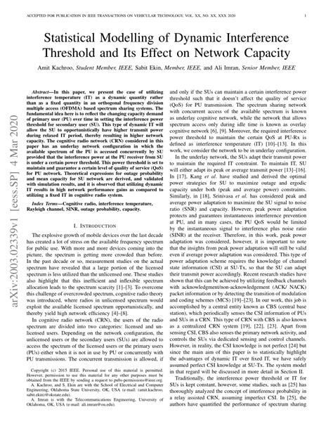 Pdf Statistical Modelling Of Dynamic Interference Threshold And Its