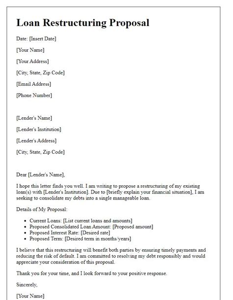Letter Template For Loan Restructuring Proposal Free Samples In Pdf
