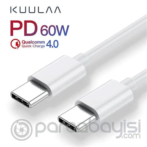 Kuulaa 25cm Mini Type C Type C Pd 60w Qc4 0 Hızlı Şarj Kablosu Usb Type C Kablo