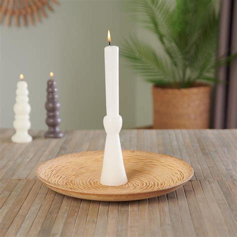 KPM Dekoratif Tüli Şamdan Mum - Beyaz - 25 cm