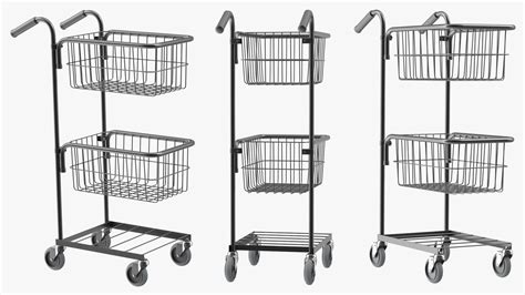 3d Mini Trolley With Two Baskets Black Model Turbosquid 1971087