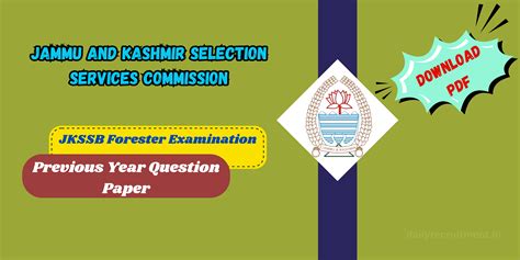 Jkssb Forester Previous Year Question Paper Pdf Download Jkssb