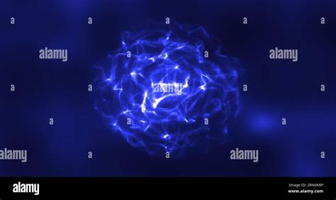 Abstract Blue Energy Round Sphere Glowing With Particle Waves Hi Tech Digital Magic Abstract