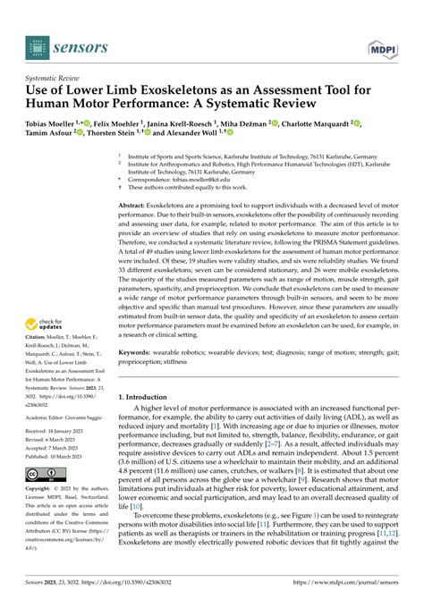 Pdf Use Of Lower Limb Exoskeletons As An Assessment Tool For Human Motor Performance A