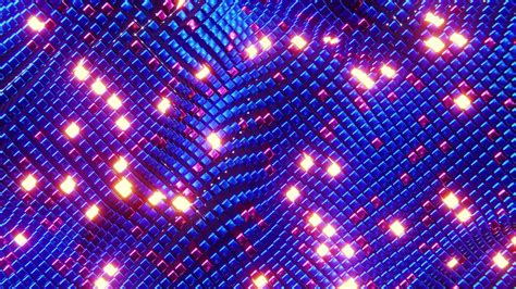 Animated Wave Moving Structure Of Blue Cubes With Glare And Radiance Infinitely Looped