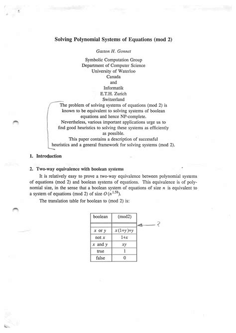 Pdf Solving Polynomial Systems Of Equations Mod 2