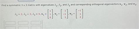 Answered Find A Symmetric 3 X 3 Matrix With Eigenvalues A A2 And 13