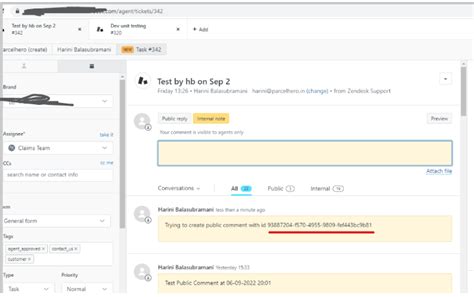 Unable To Create A Public Comment In A Zendesk Ticket With Specified