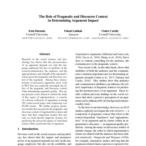 the role of pragmatic and discourse context in determining argument