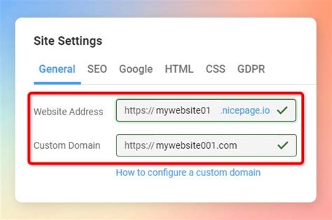 How To Set The Subdomain And Custom Domain In The Site Settings Nicepage Help Center