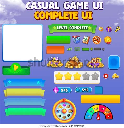 Hyper Casual Game Ui Kit Minimalist Design Stock Vector Royalty Free 2414219601 Shutterstock