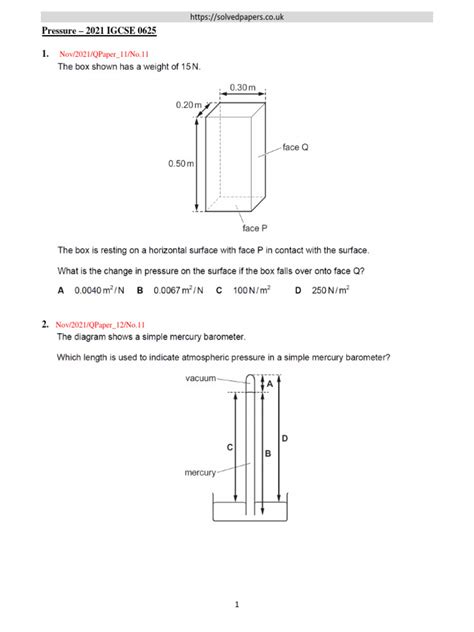 2021 N Pressure Igcse 0625 Pdf