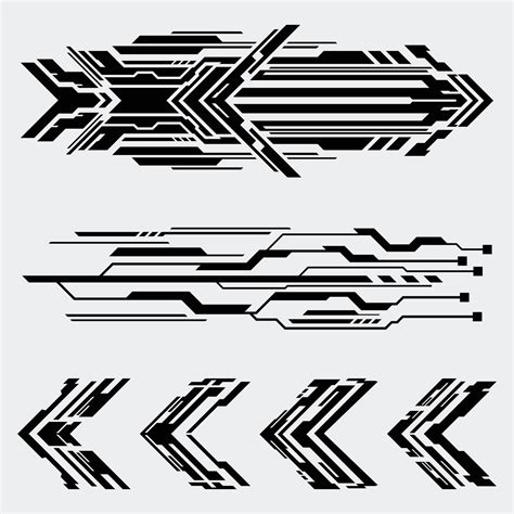 Futuristic Tech Arrows And Digital Circuit Designs 55584735 Vector Art