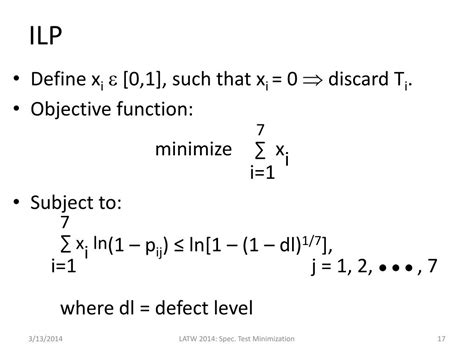 Ppt Specification Test Minimization For Given Defect Level Powerpoint