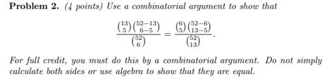 Solved Problem 2 4 Points Use A Combinatorial Argument To