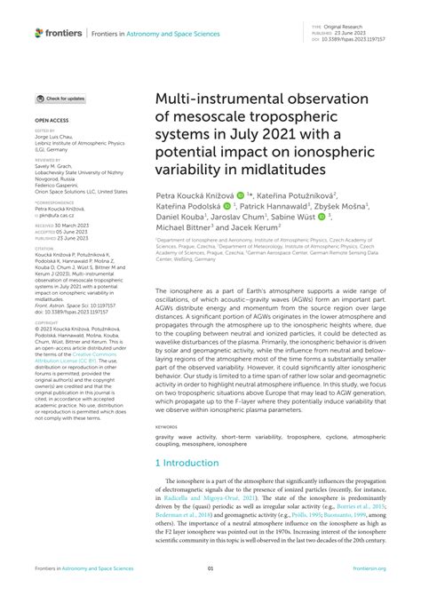 Pdf Multi Instrumental Observation Of Mesoscale Tropospheric Systems