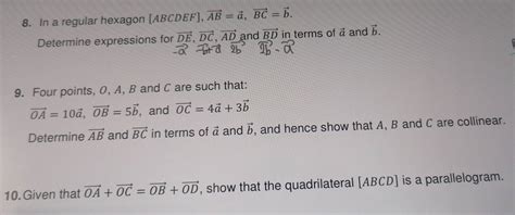 solved in a regular hexagon [ abcdef ] vector ab vector a vector bc