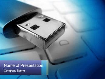 Usb Memory Stick Close Up Sharp Focus On Usb Connector PowerPoint Template Backgrounds