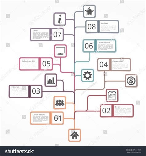 Tree Diagram Template Numbers Icons Place Stock Vector Royalty Free Shutterstock