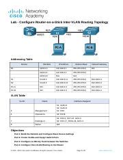 Lab Configure Router On A Stick Inter VLAN Routing Docx Lab Configure Router On A