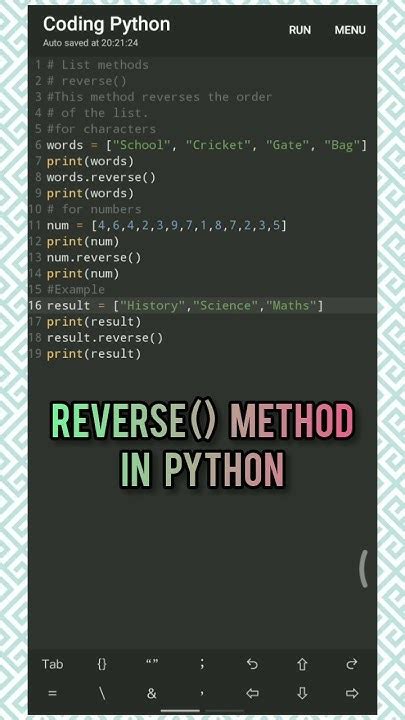 Reverse Method Learn Python🐍 Easly By Shorts Part42 Day42 Coding