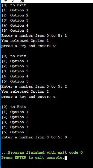 [solved] write program that presents the user with 6 menu choices [0