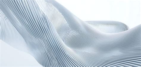 Abstract White Architectural Design Wave Structure Modern 3d Render Of