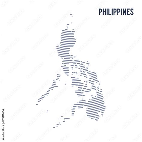 Vector Abstract Hatched Map Of Philippines With Curve Lines Isolated On