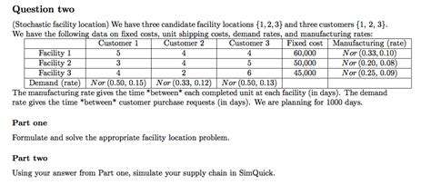 Question Two Stochastic Facility Location We Have