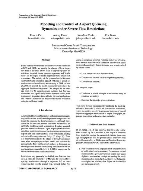 modeling and control of airport queuing dynamics under severe flow