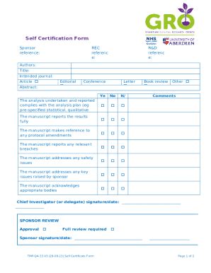 Self Certificate Doc Template PdfFiller