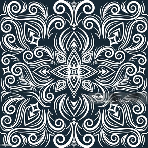 벡터 추상 흑백 장식 곡선은 꽃과 곱슬 머리 라인 민족 드로잉과 원활한 패턴을 소용돌이 패브릭 디자인 벽지 포장 인쇄 프레임