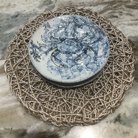 Spectrum Designz Dining Spectrum Blue Crab 8 Salad Plates Set Of 4