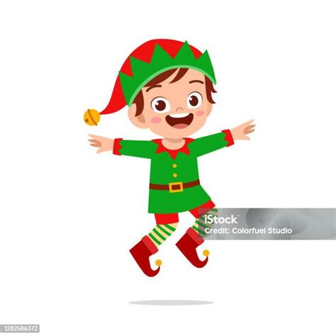 녹색 엘프 크리스마스 의상을 입고 행복한 귀여운 어린 소년과 소녀 크리스마스에 대한 스톡 벡터 아트 및 기타 이미지 크리스마스 꼬마 요정 유머 Istock