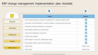 ERP Change Management Implementation Plan Checklist PPT Slide