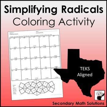 Simplifying Radicals Coloring Activity By Secondary Math Solutions
