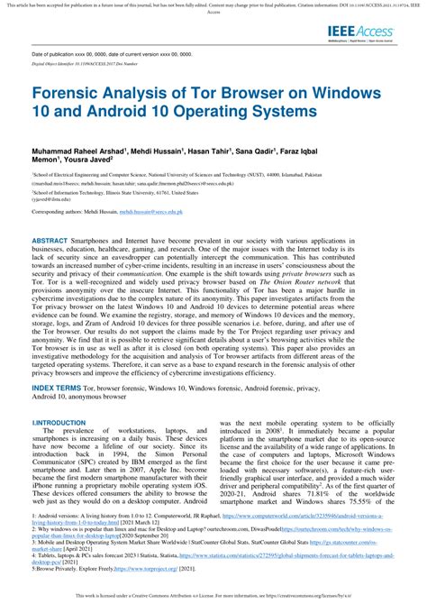 Pdf Forensic Analysis Of Tor Browser On Windows 10 And Android 10 Operating Systems