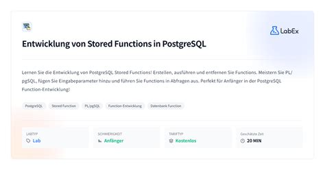 Postgresql Stored Functions Entwickeln Labex