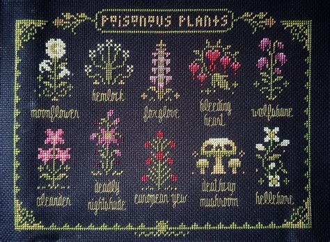 Poisonous Plants Cross Stitch Pattern